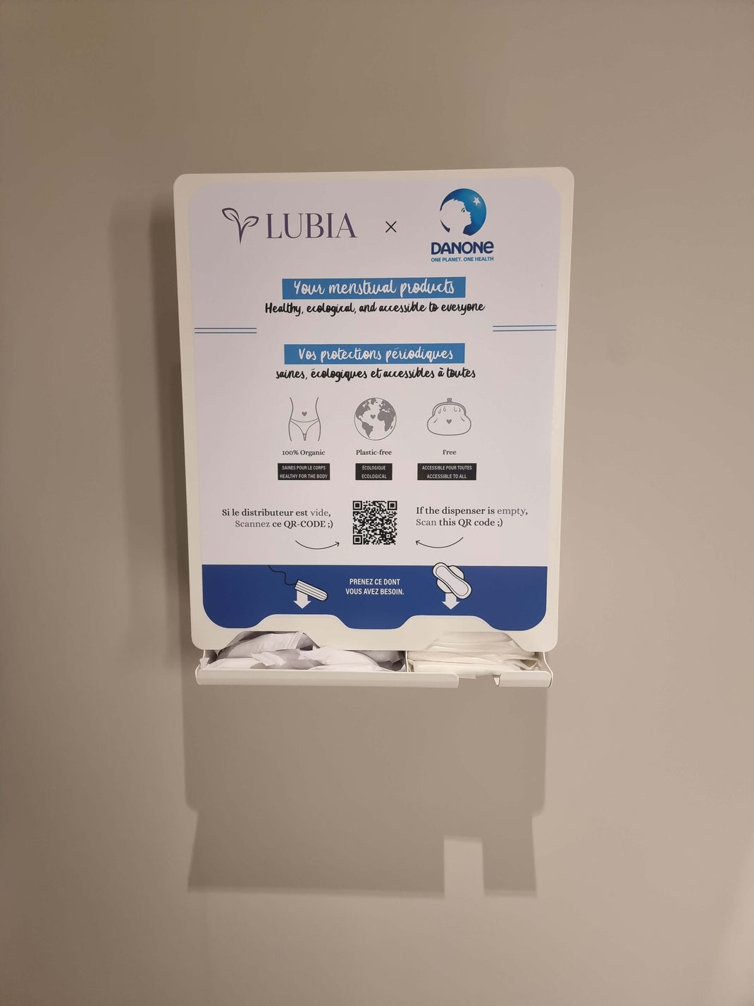 Distributeurs de serviettes hygiéniques 100% BIO - Lubia